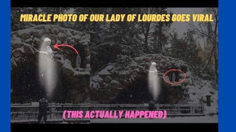 IN MIRACLE PHOTO - OUR LADY OF LOURDES APPEARS IN THE SNOW AND GOES VIRAL
